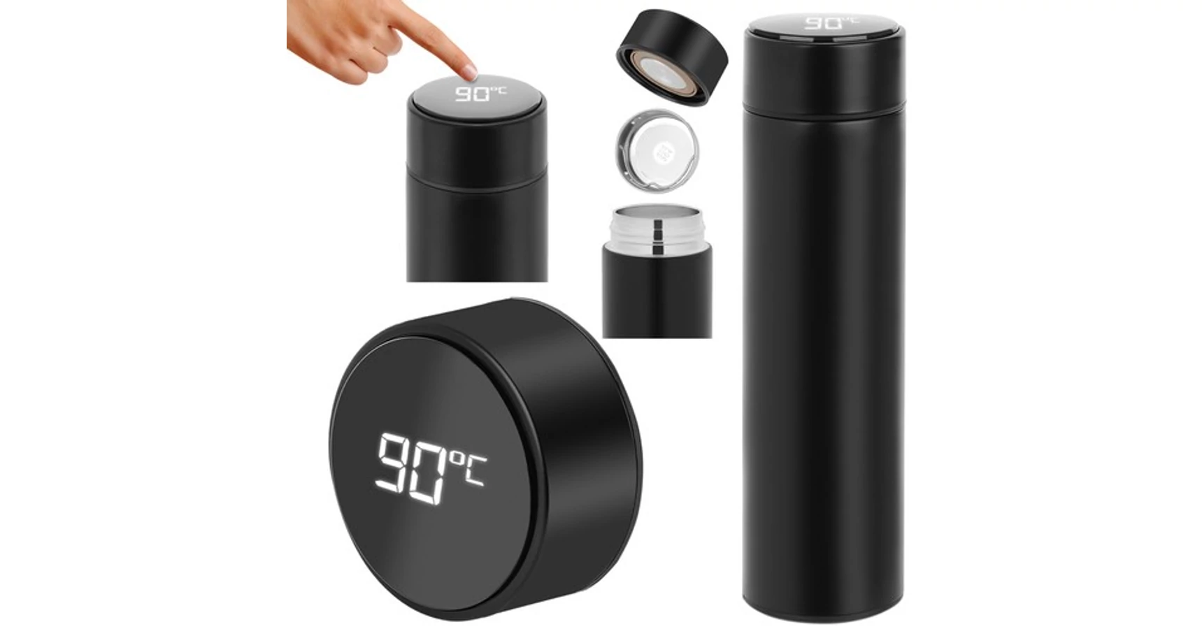 Okos termosz utazáshoz fekete színben - Túra, Kirándulás - Bőröndöt ...